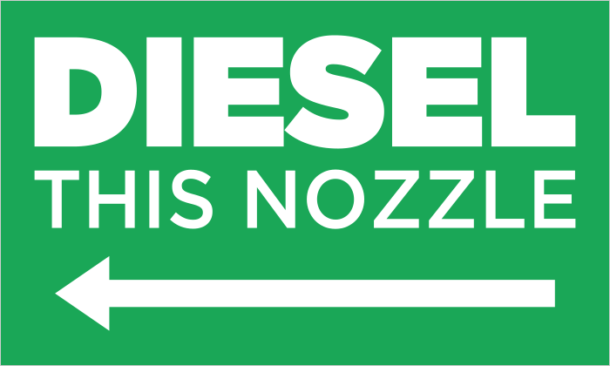 5x3 Pump Decals | Diesel This Nozzle (Left Arrow) | Wilde Signs