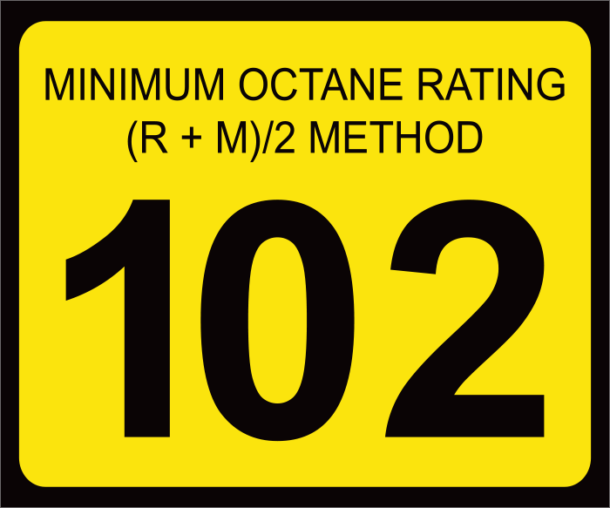 102 Octane Rating Decal Pack - Wilde Signs - Signs, Decals and More!