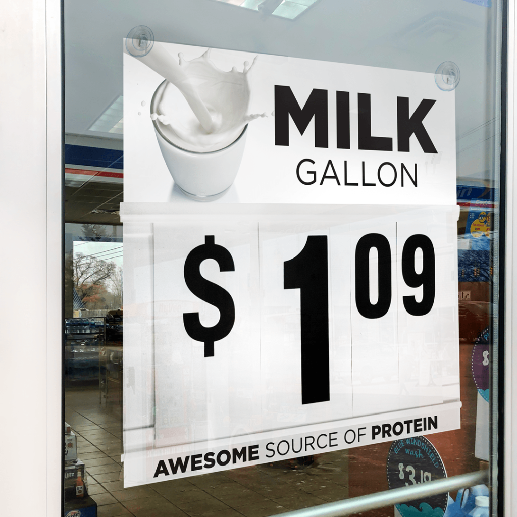 "Milk Gallon" Spiral Bound Changeable Price Sign - Wilde Signs